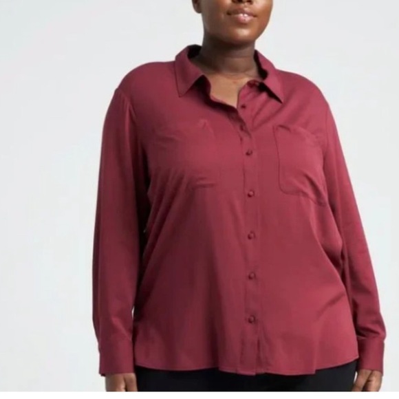 Universal Standard | Tops | Universal Standard Burgundy Button Up Top ...